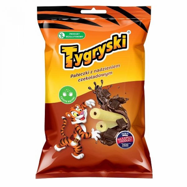 Tygryski pałeczki kukurydziane z nadzieniem czekoladowym 70g